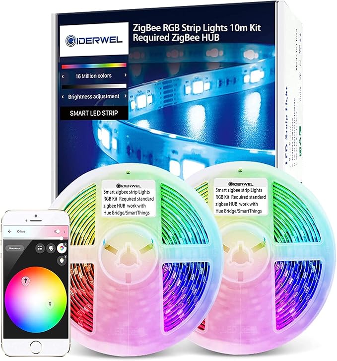 Smart ZigBee 10M RGB LED Strip Lights Kit Work with HUB Bridge Echo Pl ...
